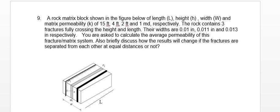 Solved 9. A rock matrix block shown in the figure below of | Chegg.com
