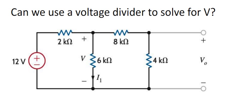 Solved Can we use a voltage divider to solve for V ? | Chegg.com