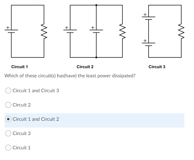 Solved + + + { Circuit 1 Circuit 2 Circuit 3 Which of these | Chegg.com