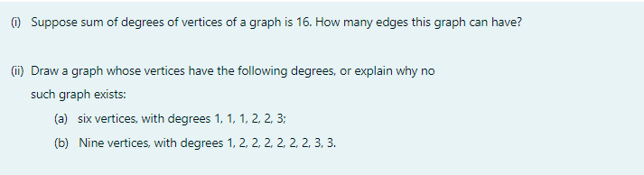 Solved 0 Suppose sum of degrees of vertices of a graph is | Chegg.com