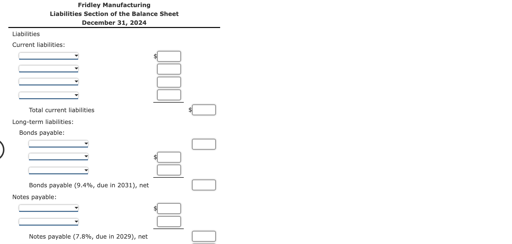 Solved Reporting Long-Term Debt Fridley Manufacturing's | Chegg.com