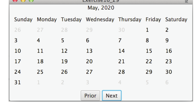 Solved Write a program that displays the calendar for the | Chegg.com