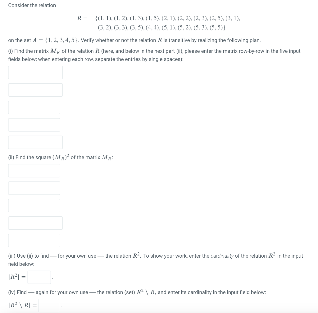 Solved Consider the relation | Chegg.com