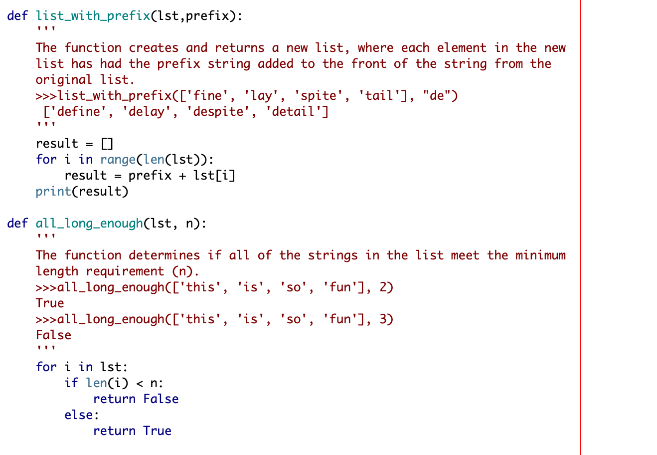 Solved def list_with_prefix(lst,prefix): The function | Chegg.com