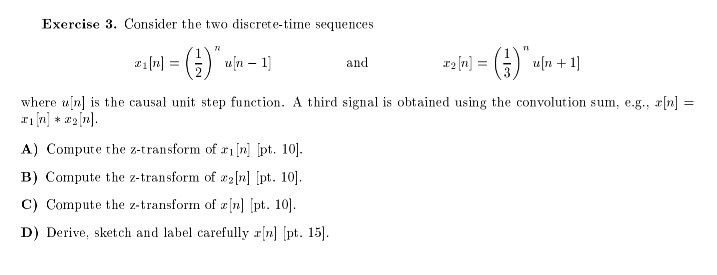 Solved Exercise 3. Consider the two discrete-time sequences | Chegg.com