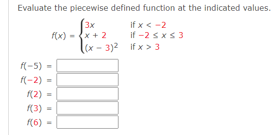 Solved Evaluate the piecewise defined function at the | Chegg.com