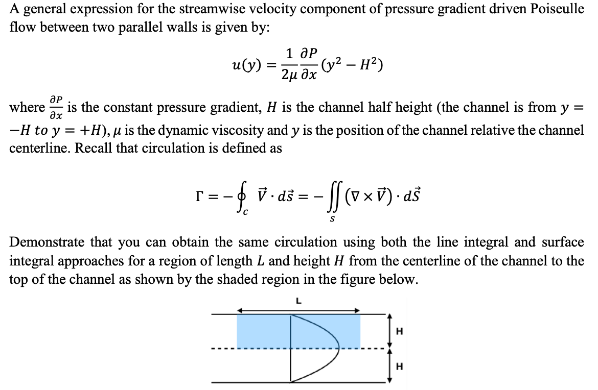 Solved A general expression for the streamwise velocity | Chegg.com