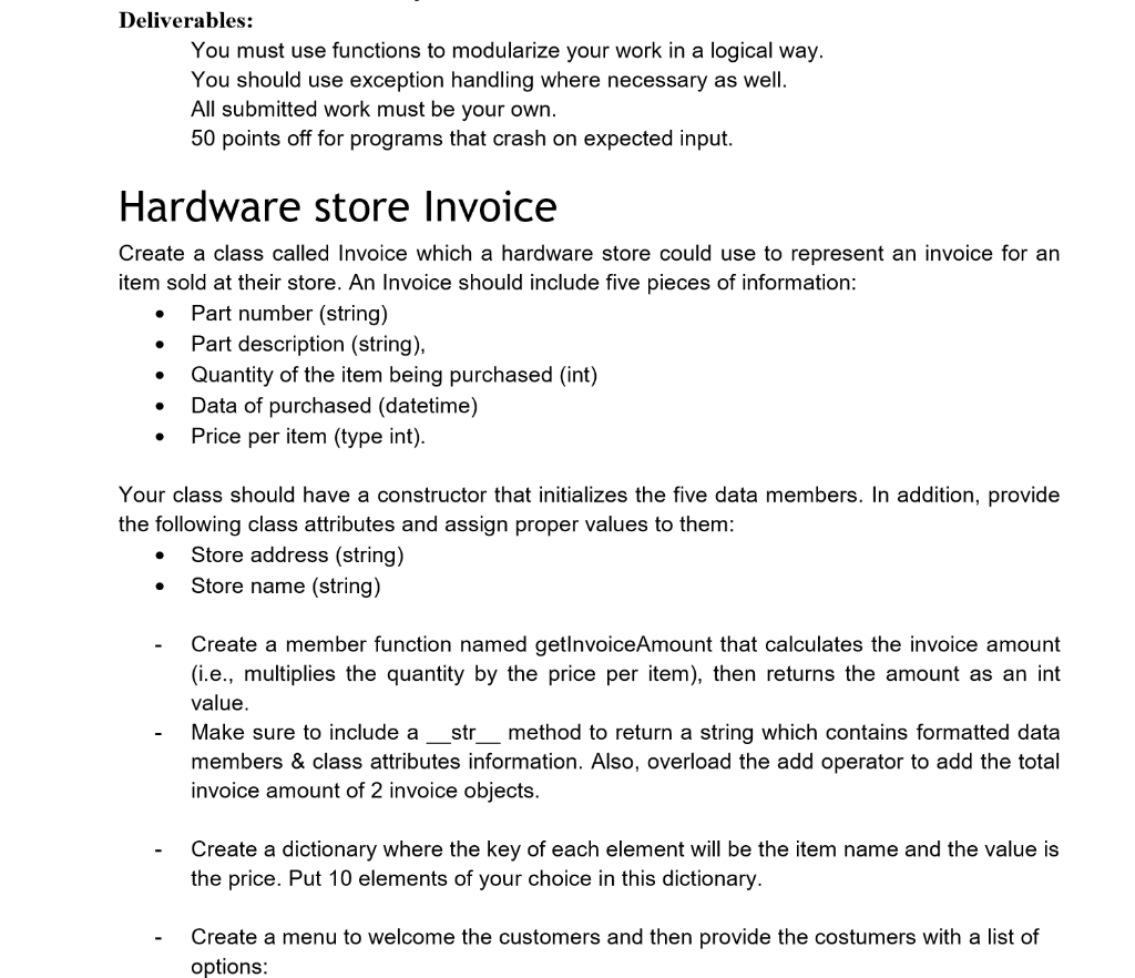 Solved Deliverables You Must Use Functions To Modularize