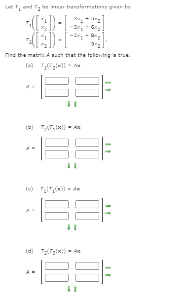 Solved :))- Let T1 and T2be linear transformations given by | Chegg.com