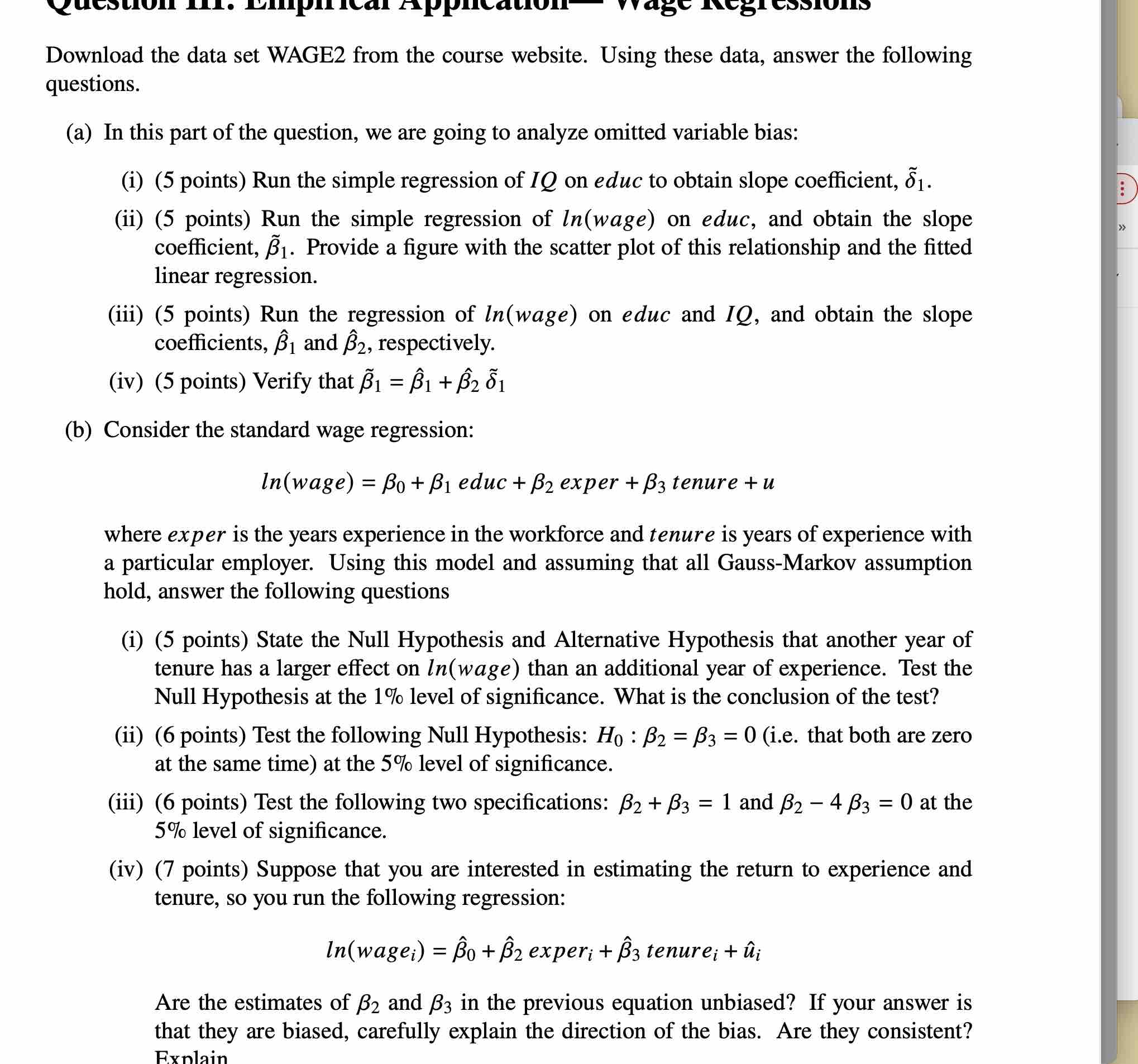Solved Download the data set WAGE2 ﻿from the course website. | Chegg.com