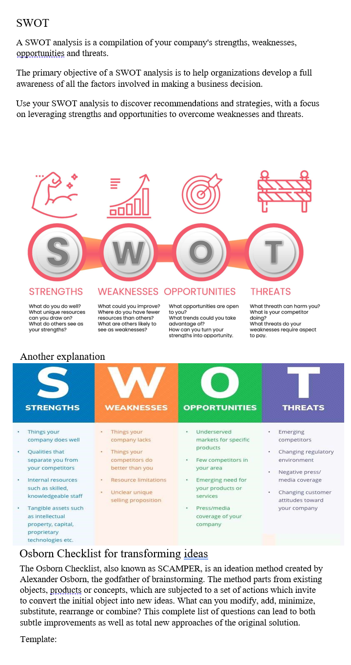 Solved Please answer the 3 tasks and Osborn Checklist | Chegg.com