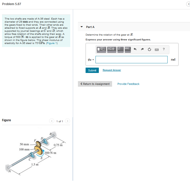 Solved Problem 5.87 The two shafts are made of A-36 steel. | Chegg.com