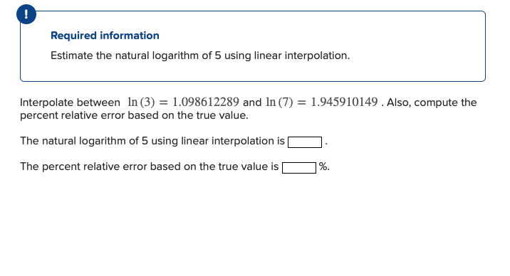 Solved Required information Estimate the natural logarithm | Chegg.com