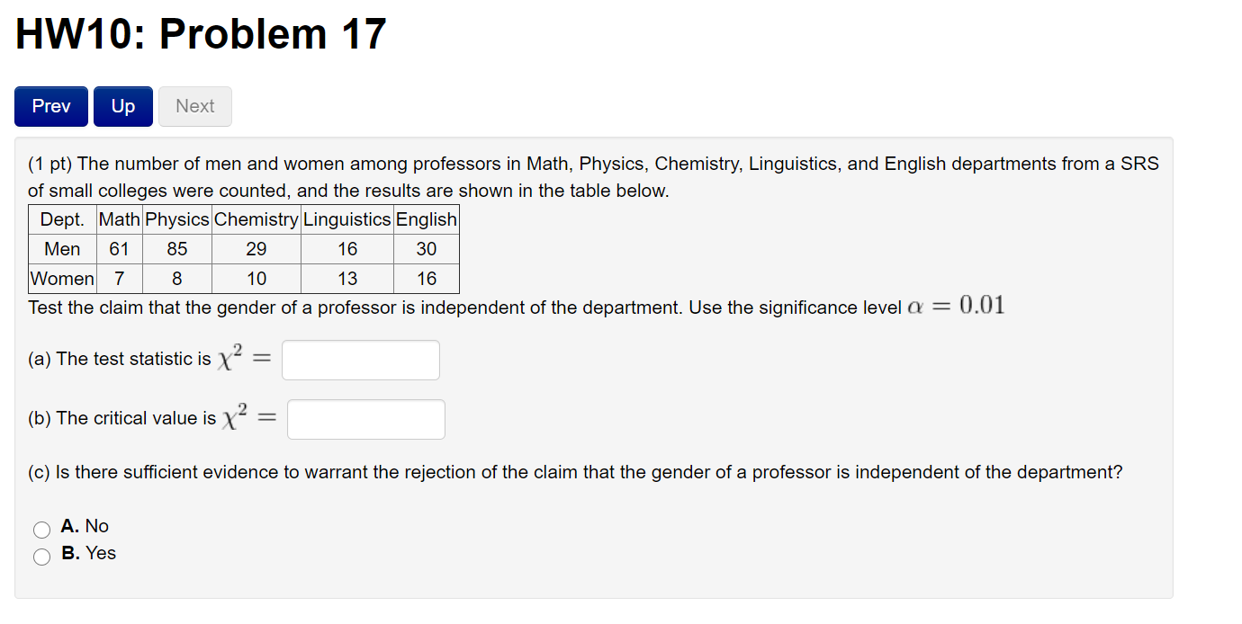 Solved HW10: Problem 17 Prev Up Next (1 pt) The number of | Chegg.com