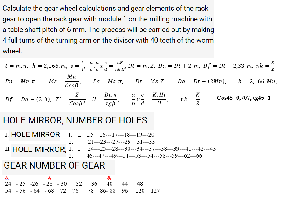 Calculate the gear wheel calculations and gear | Chegg.com
