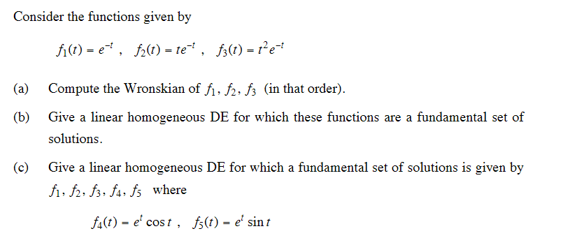 Solved Consider the functions given by | Chegg.com
