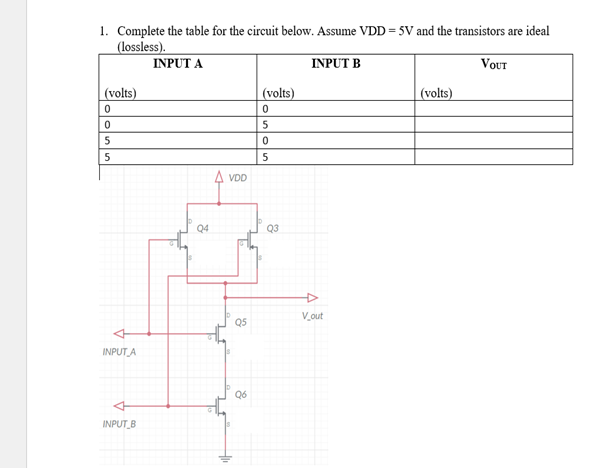 Solved 1. Complete the table for the circuit below. Assume | Chegg.com