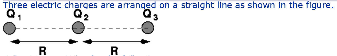 Solved Three electric charges are arranged on a straight | Chegg.com