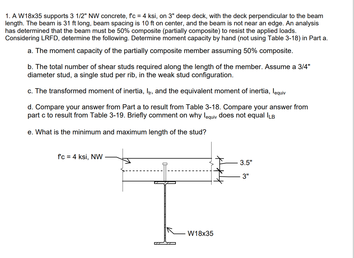 Solved A W18x35 supports 31/2 " NW concrete, f′c=4ksi, on | Chegg.com