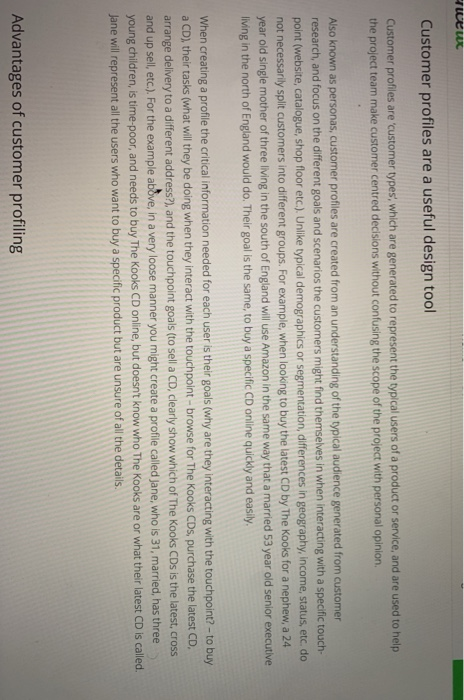 Solved Please read this article about “customer profiling” | Chegg.com