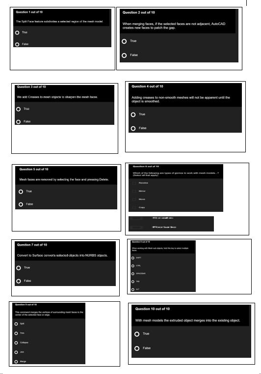 Solved Autodesk AutoCAD 3D , Mesh Modeling PTMultiple Choice | Chegg.com