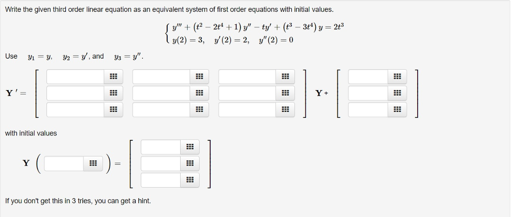 Solved Write the given third order linear equation as an | Chegg.com