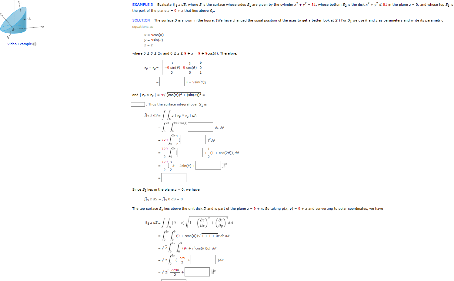 Solved EXAMPLE 3 Evaluate ∬5zdS, where S is the surface | Chegg.com