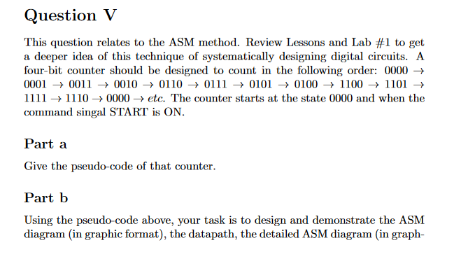 Question V This question relates to the ASM method. | Chegg.com