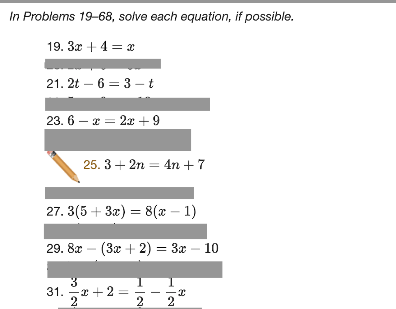 Solved In Problems 19-68, solve each equation, if possible. | Chegg.com