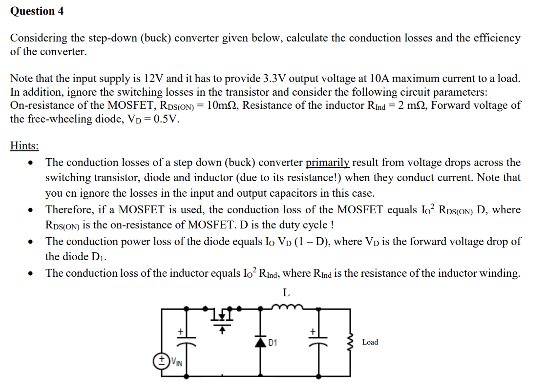 Solved Considering the step-down (buck) converter given | Chegg.com