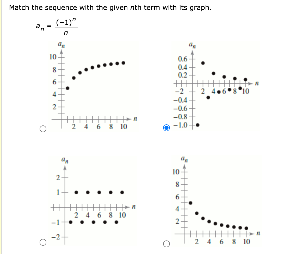 Solved Match the sequence with the given nth term with its | Chegg.com