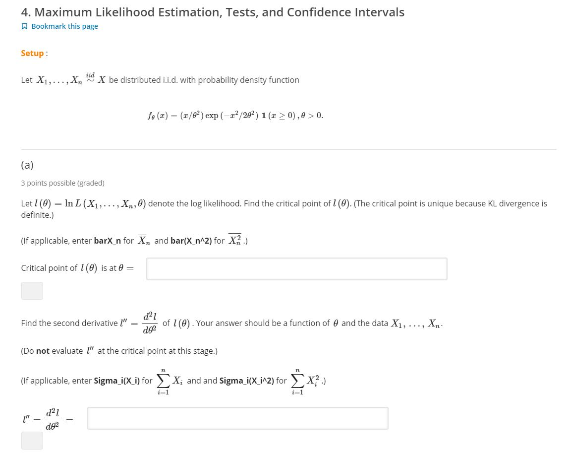4. Maximum Likelihood Estimation, Tests, and | Chegg.com