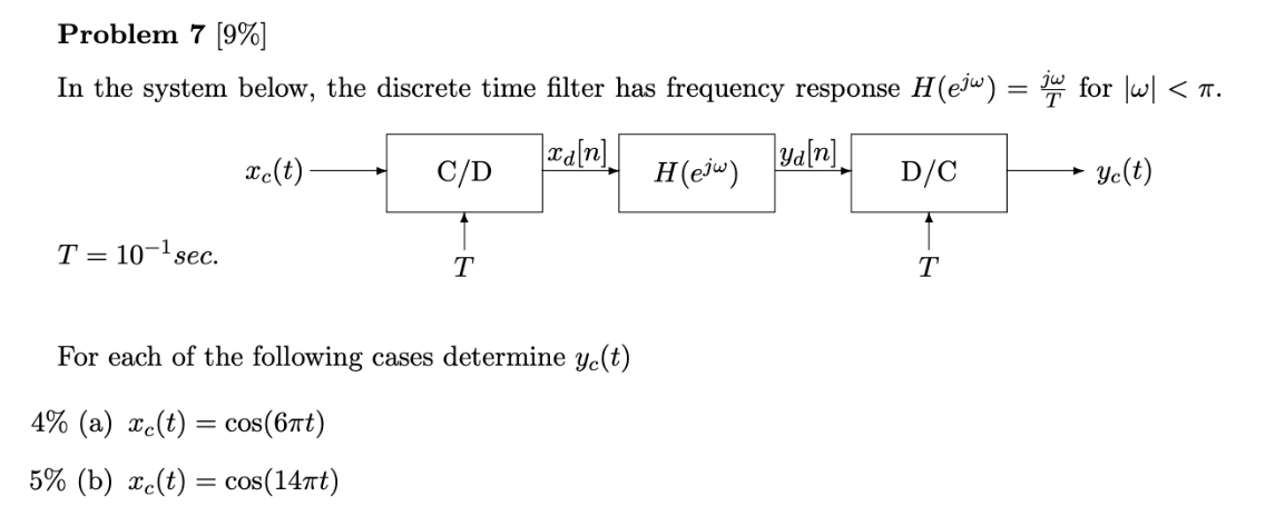 Solved Problem 7 [9%] In the system below, the discrete time | Chegg.com