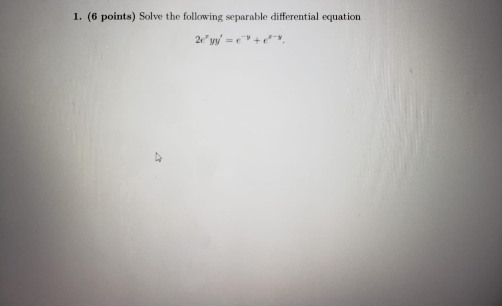 Solved 1. (6 points) Solve the following separable | Chegg.com Solved 1. (6 points) Solve the following separable | Chegg.com