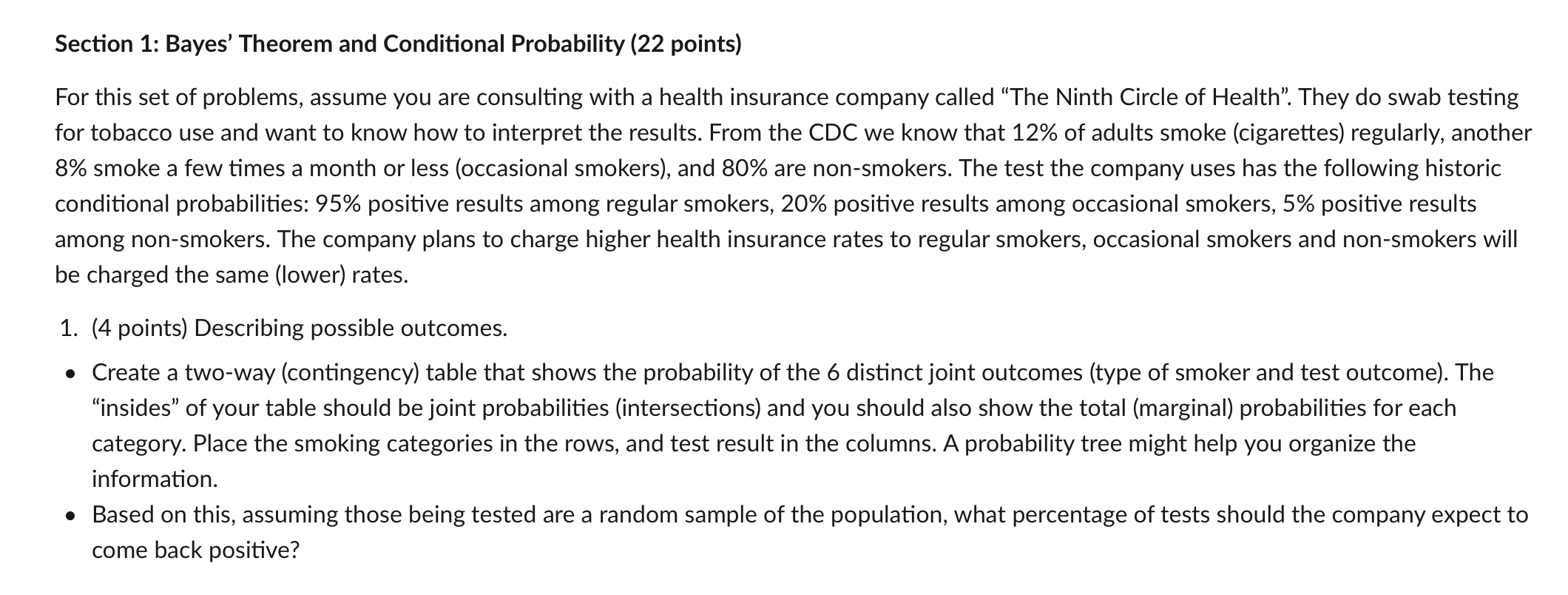 Solved Section 1: Bayes' Theorem and Conditional Probability | Chegg.com
