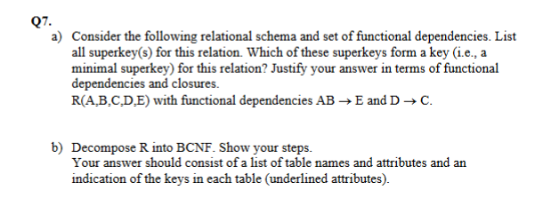 Solved Q7. a) Consider the following relational schema and | Chegg.com