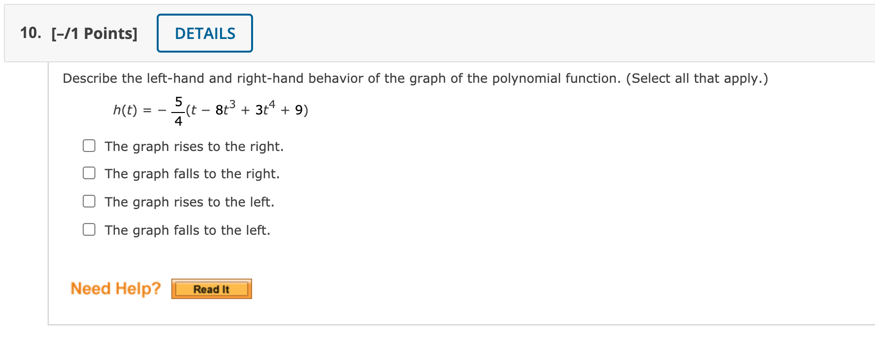 Solved 10. [-/1 Points] DETAILS Describe the left-hand and | Chegg.com