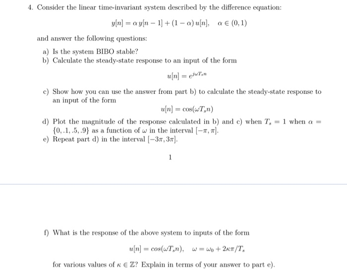 4. Consider the linear time-invariant system | Chegg.com