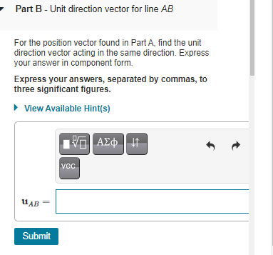 Solved A Review Part A - Position vector from A to B | Chegg.com