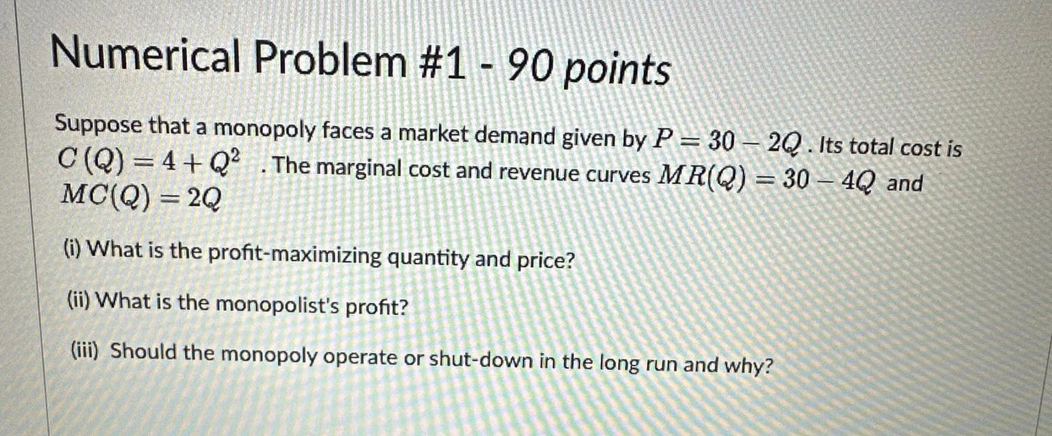 Solved Numerical Problem \#1-90 points Suppose that a | Chegg.com
