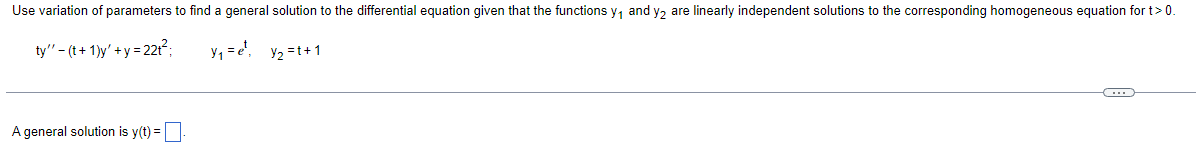 Solved Use variation of parameters to find a general | Chegg.com