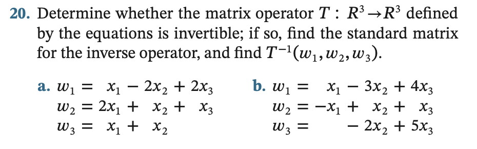 Solved 0. Determine whether the matrix operator T:R3→R3 | Chegg.com
