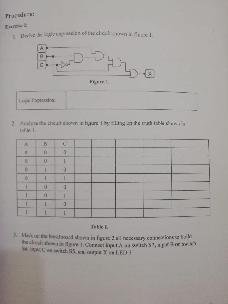 Solved Procedure: Exercise 1: 1. Derive the logic expression | Chegg.com