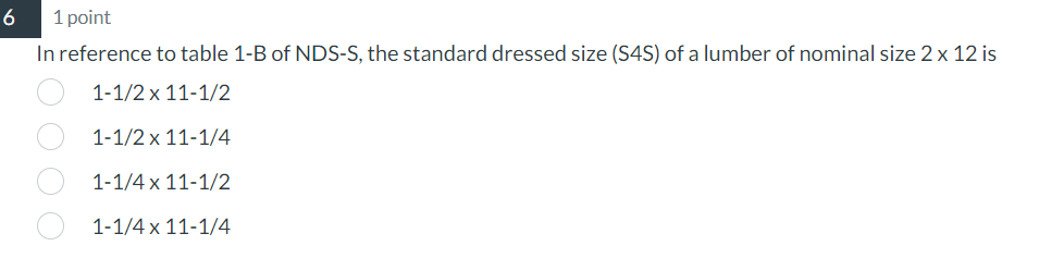 Solved In reference to table 1-B of NDS-S, the standard | Chegg.com
