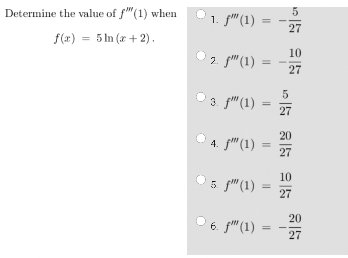 Solved Determine the value of f′′′(1) when 1. f′′′(1)=−275 | Chegg.com