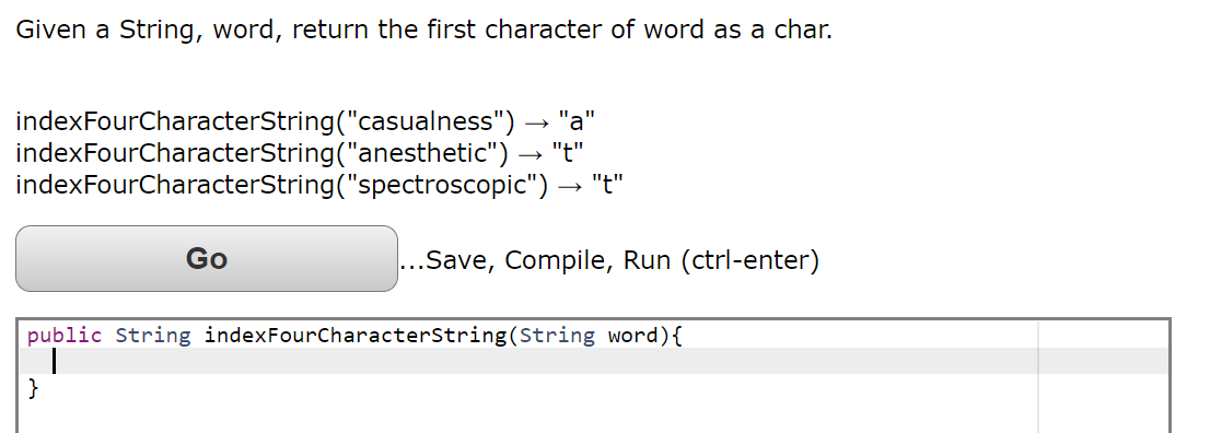 Given a String, word, return the first character of | Chegg.com