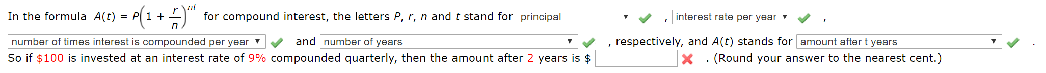 Solved nt In the formula A(t) = P(1 + 5) for compound | Chegg.com