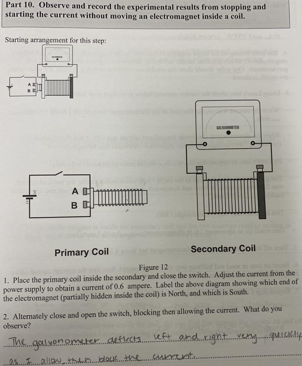 Solved Part 10. Observe and record the experimental results | Chegg.com