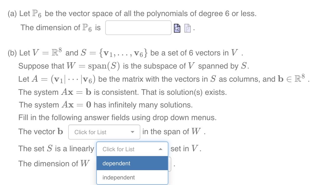 Solved (a) Let P6 be the vector space of all the polynomials | Chegg.com