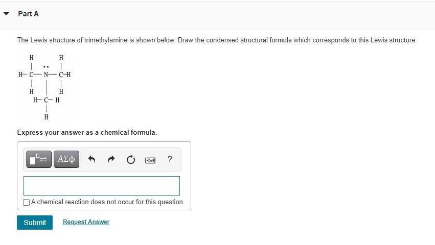 Solved Part A The Lewis structure of trimethylamine is shown | Chegg.com